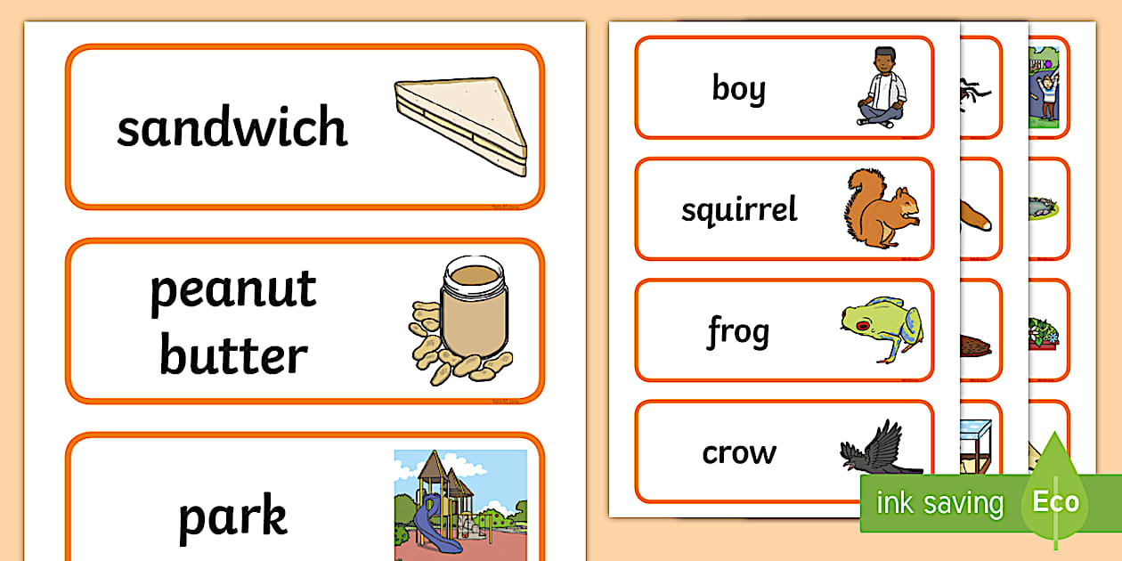 Word Cards to Support the Teaching of The Disgusting Sandwich