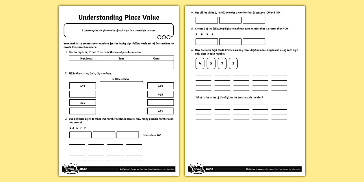 Understanding Place Value Worksheets | Maths Resource