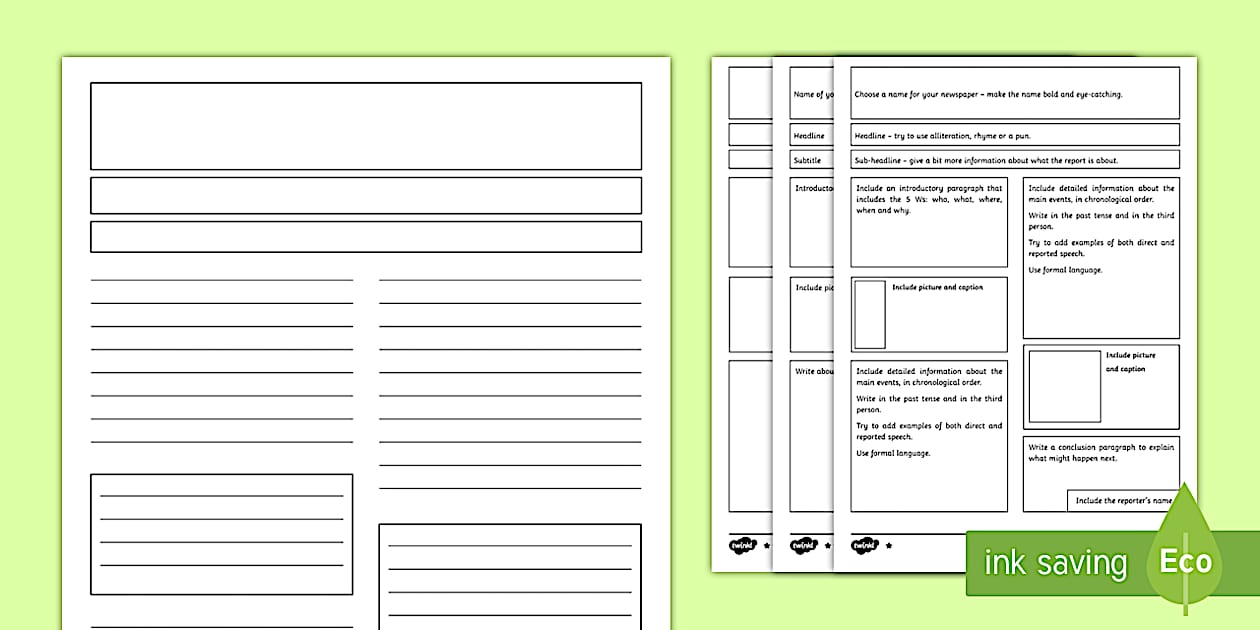 KS2 Newspaper Report Worksheets | Newspaper Template Doc