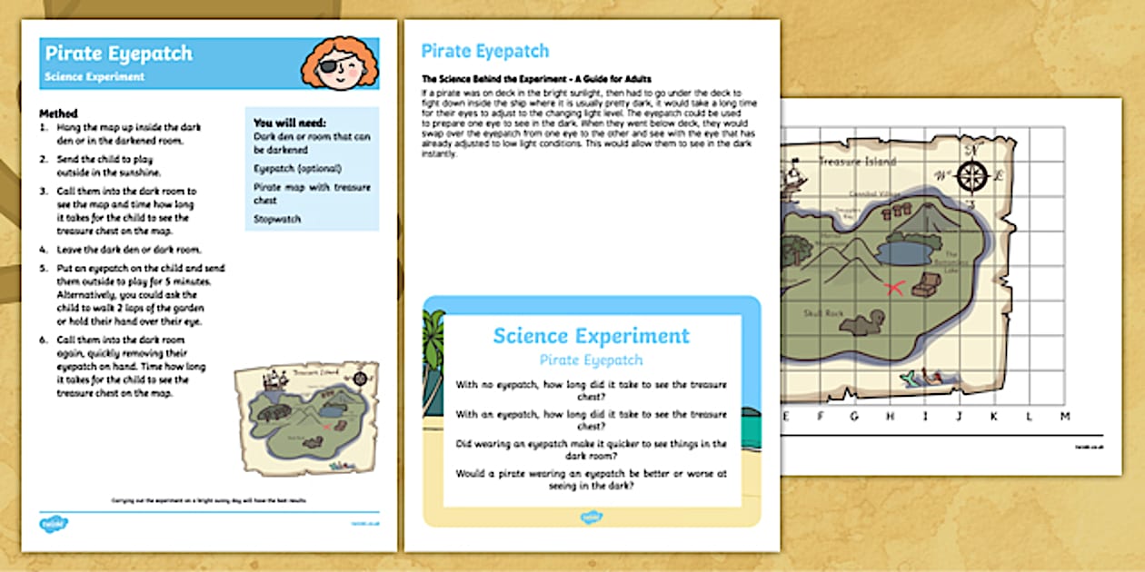 EYFS Pirate Eyepatch Science Experiment and Prompt Card Pack