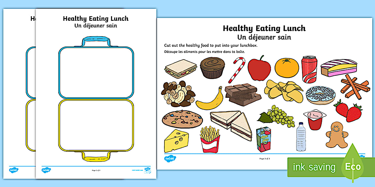 Healthy Eating Lunch Worksheet / Worksheet English/French - Healthy Eating