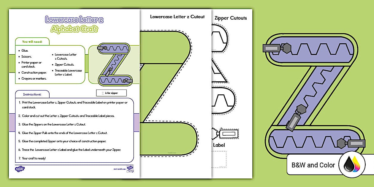 Lowercase Letter z Alphabet Craft (teacher made) - Twinkl