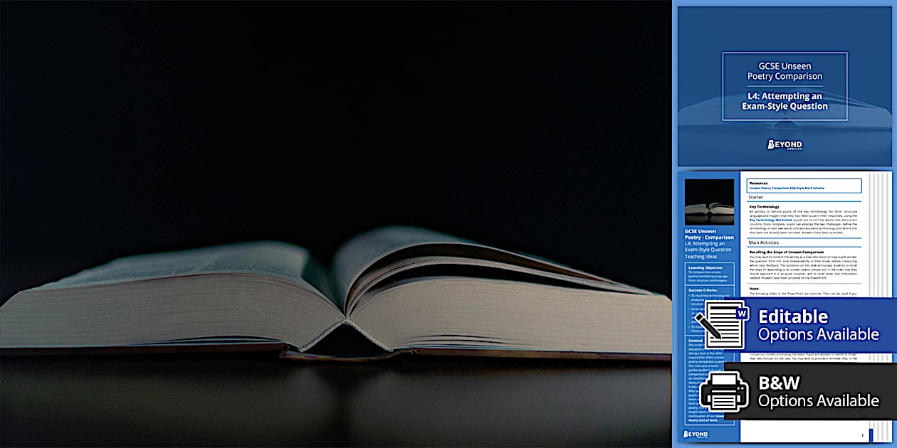 AQA GCSE Unseen Poetry Comparison: Lesson 4 (teacher made)