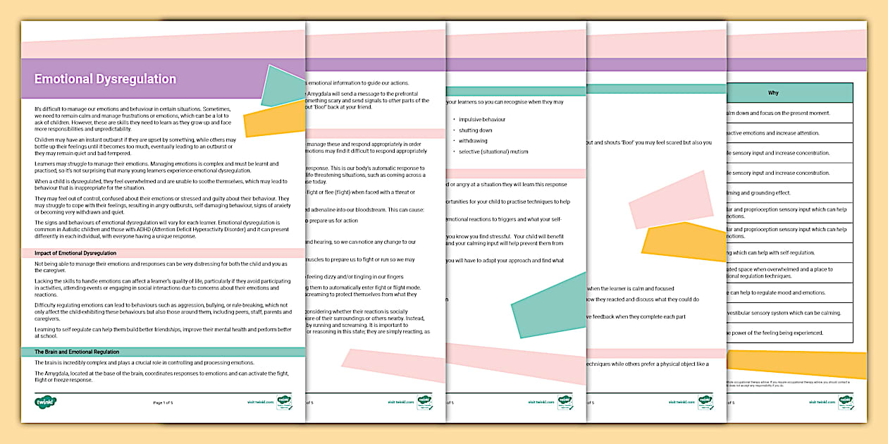 OT: Emotional Dysregulation (teacher made) - Twinkl