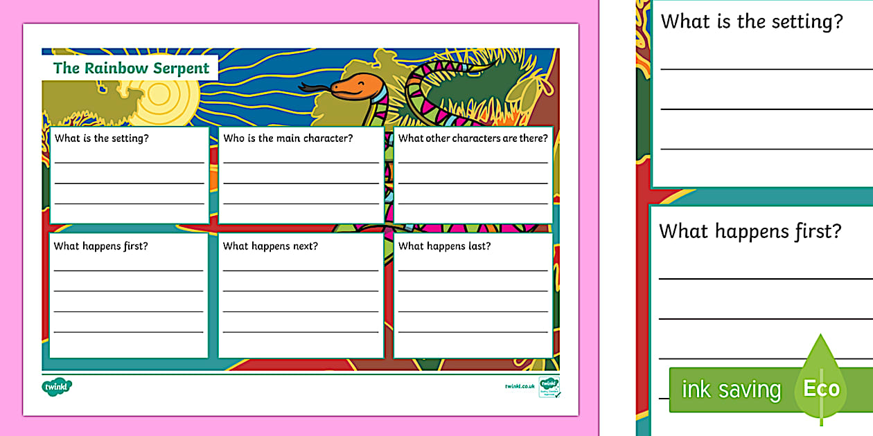 VIC The Rainbow Serpent Book Review Writing Worksheet