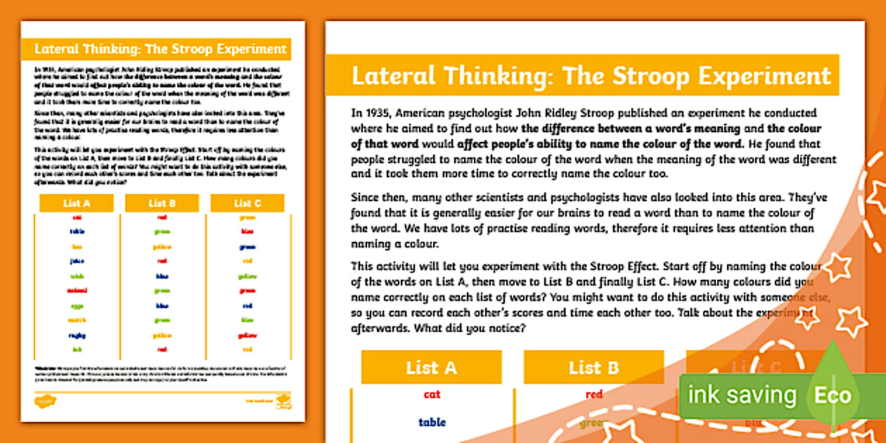 Lateral Thinking: The Stroop Experiment (Lehrer gemacht)