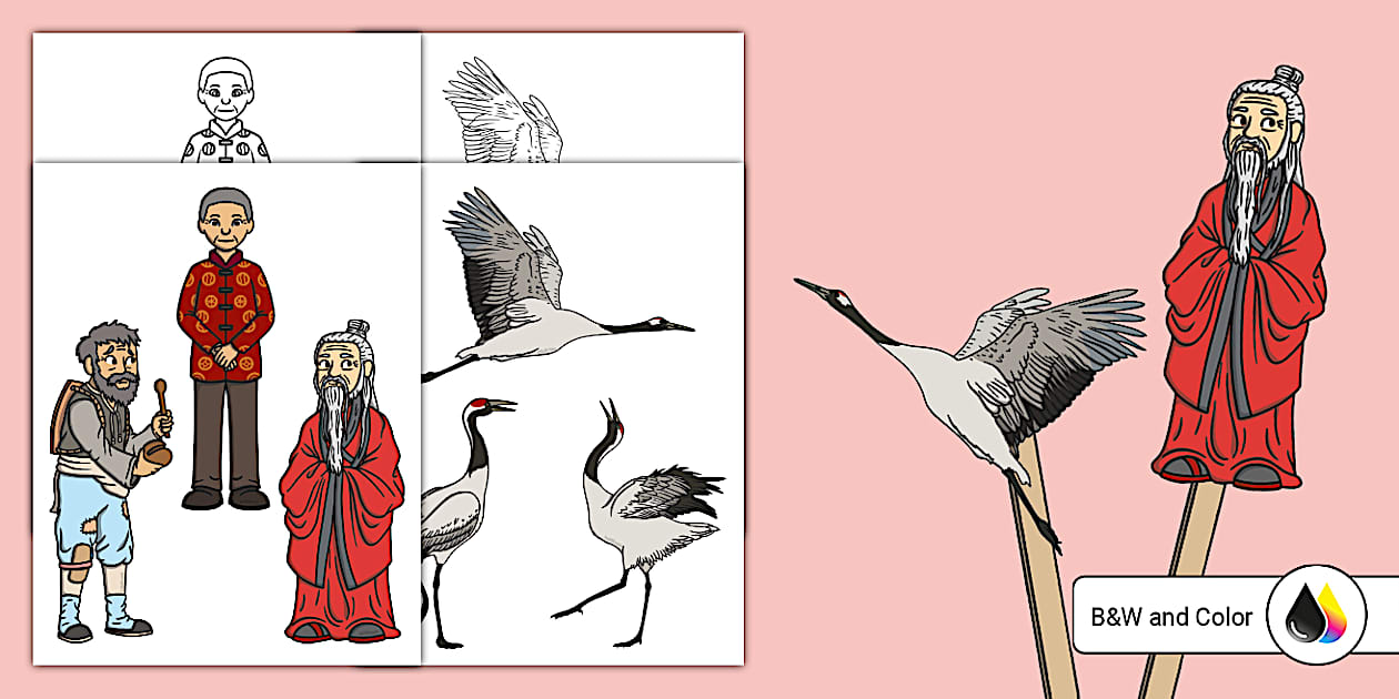 Tales From Around the World: Lord of the Cranes Stick Puppets