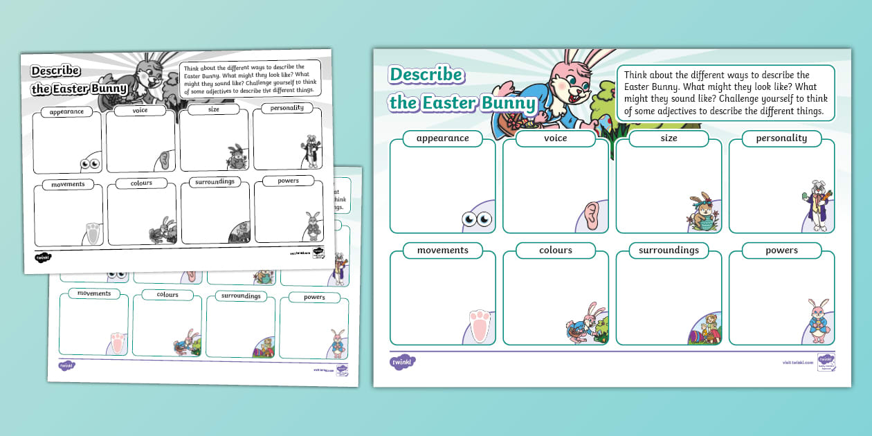 Easter Bunny Adjectives Worksheet (Teacher-Made) - Twinkl