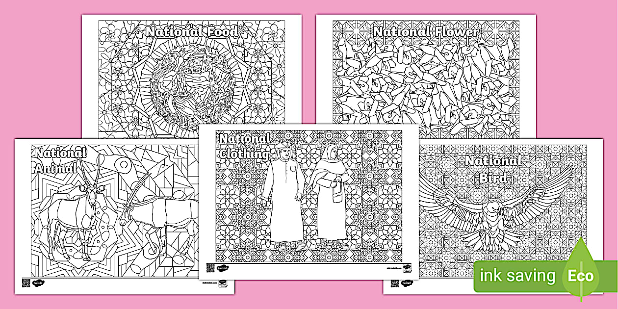 National Symbols of Qatar Mindful Colouring Pages - Twinkl
