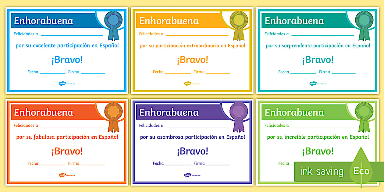 End-of-Year Contribution Award Certificates Spanish - Twinkl
