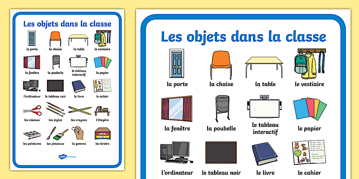 Objets de la classe Large Display Poster French - Twinkl