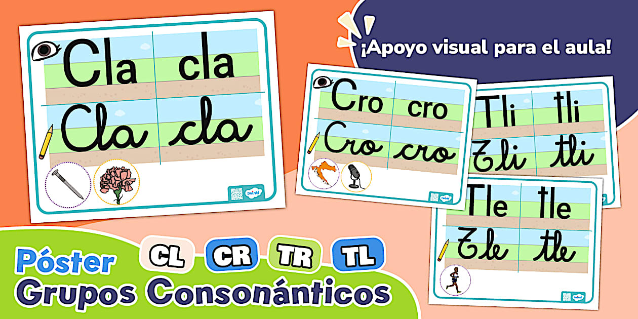 Póster |Grupos Consonánticos Cl, Cr, Tl, Tr |1° |2°|Lenguaje