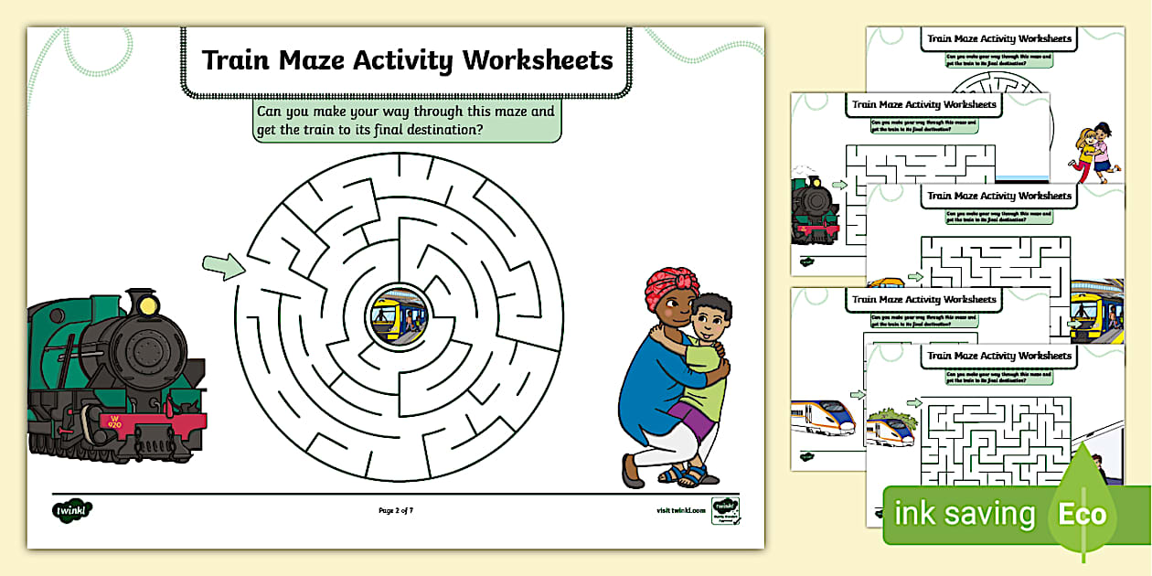 Train Maze Activity Worksheets (teacher made) - Twinkl