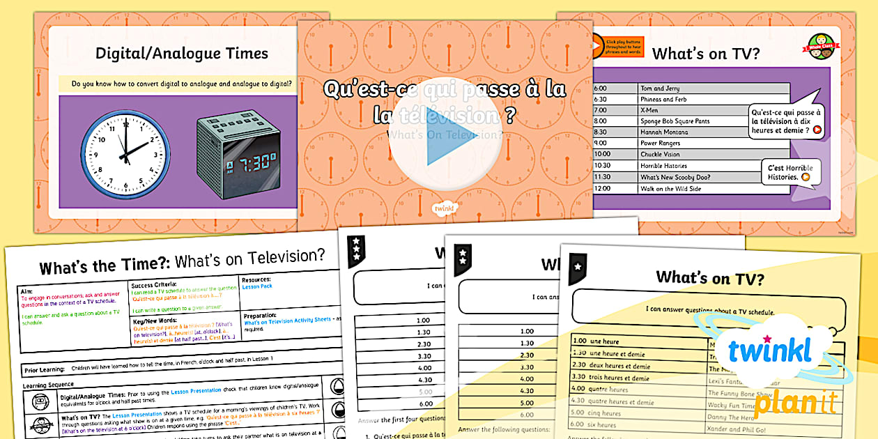 French: What's the Time?: What's on Television? Year 4 Lesson Pack 3