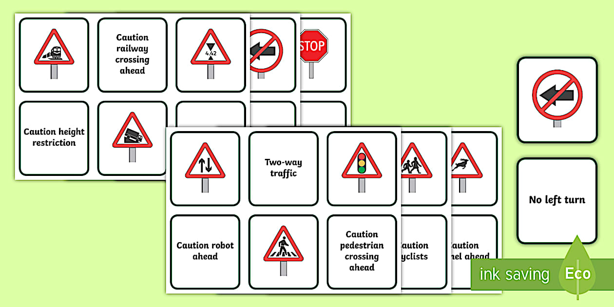 South African Road Signs Matching Cards