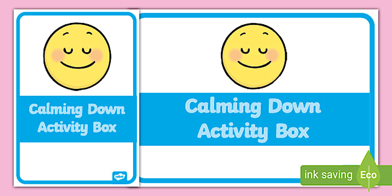 Calming Down Activity Box Sign (teacher made) - Twinkl