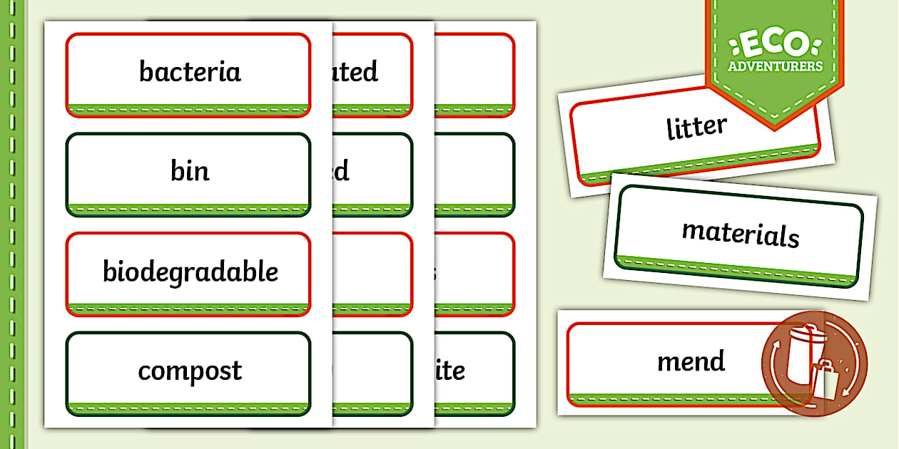 Year 2 Waste: Key Vocabulary Cards
