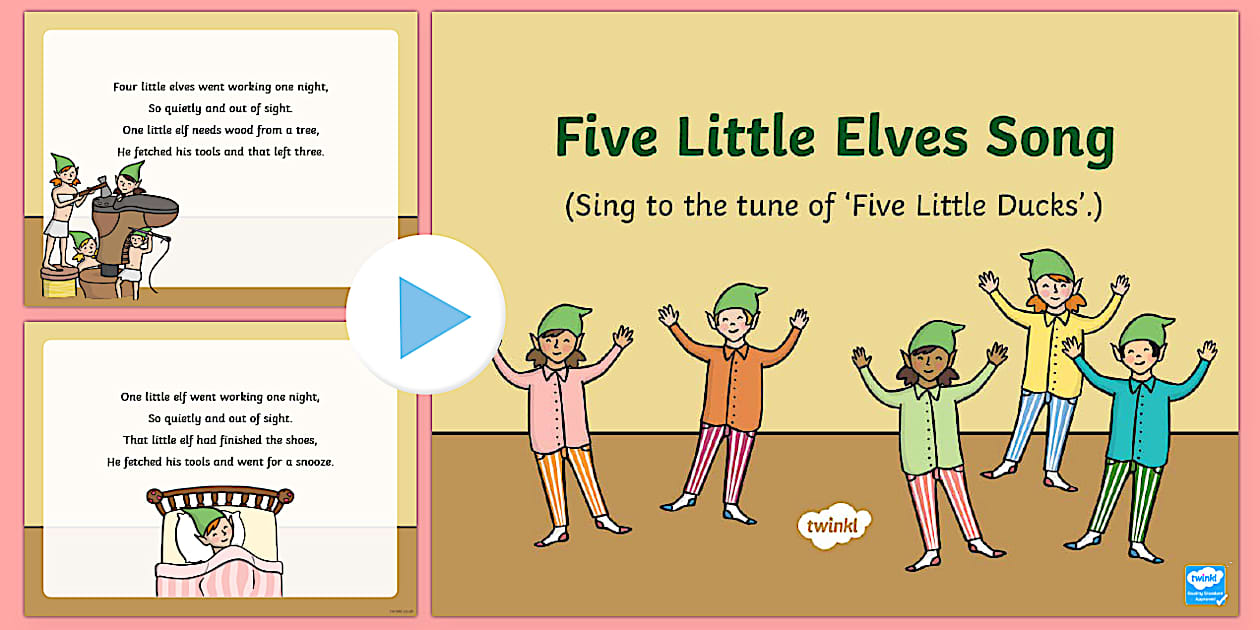 Five Little Elves Song PowerPoint (teacher made) - Twinkl