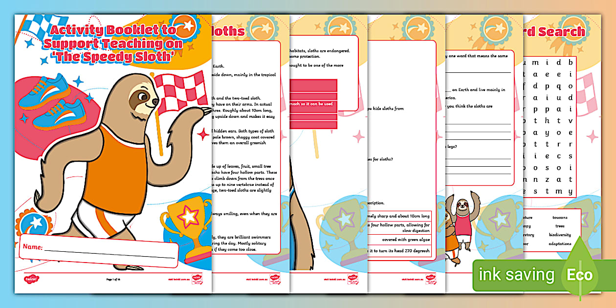 3-6 Activity Booklet to Support Teaching on ‘The Speedy Sloth’