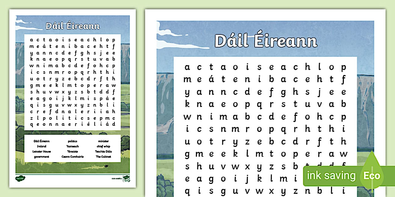 Dáil Eireann Word Search (teacher made) - Twinkl