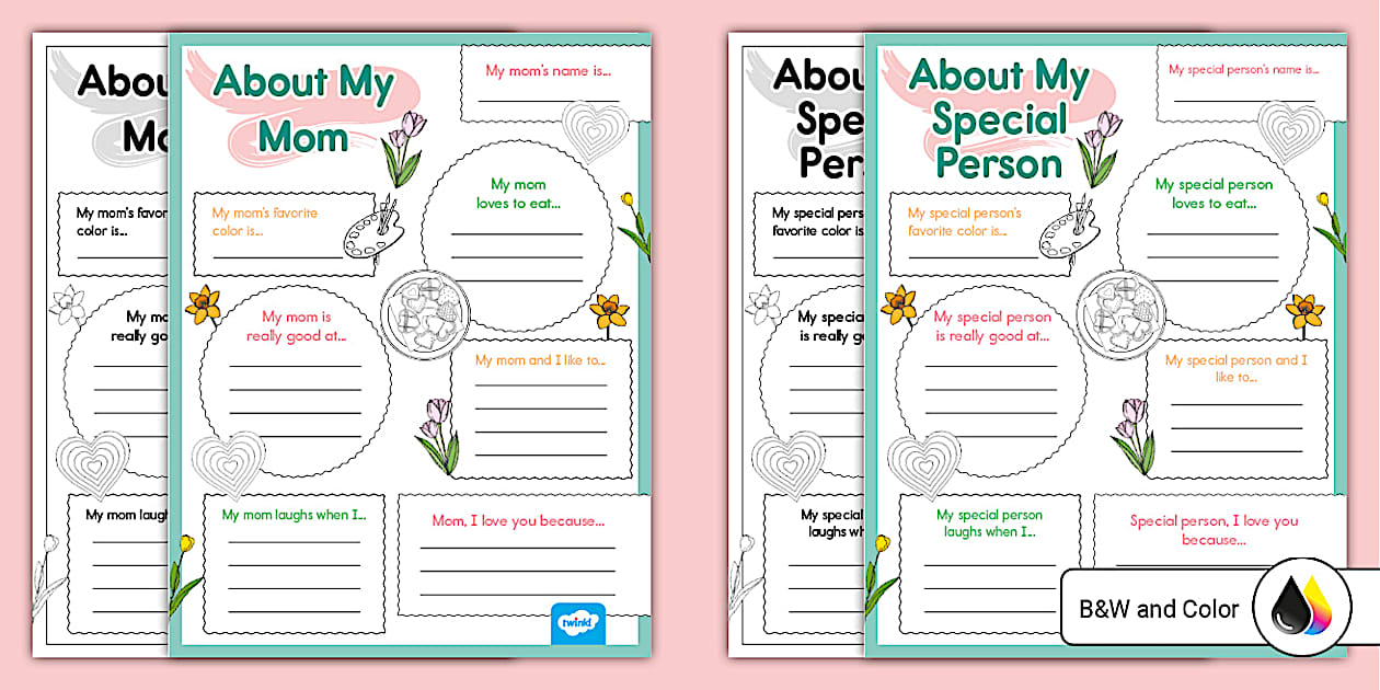 All About My Mom Poster Worksheet - Twinkl