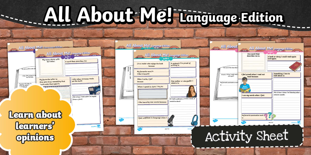 All About Me Language Activity Sheet (Primary)