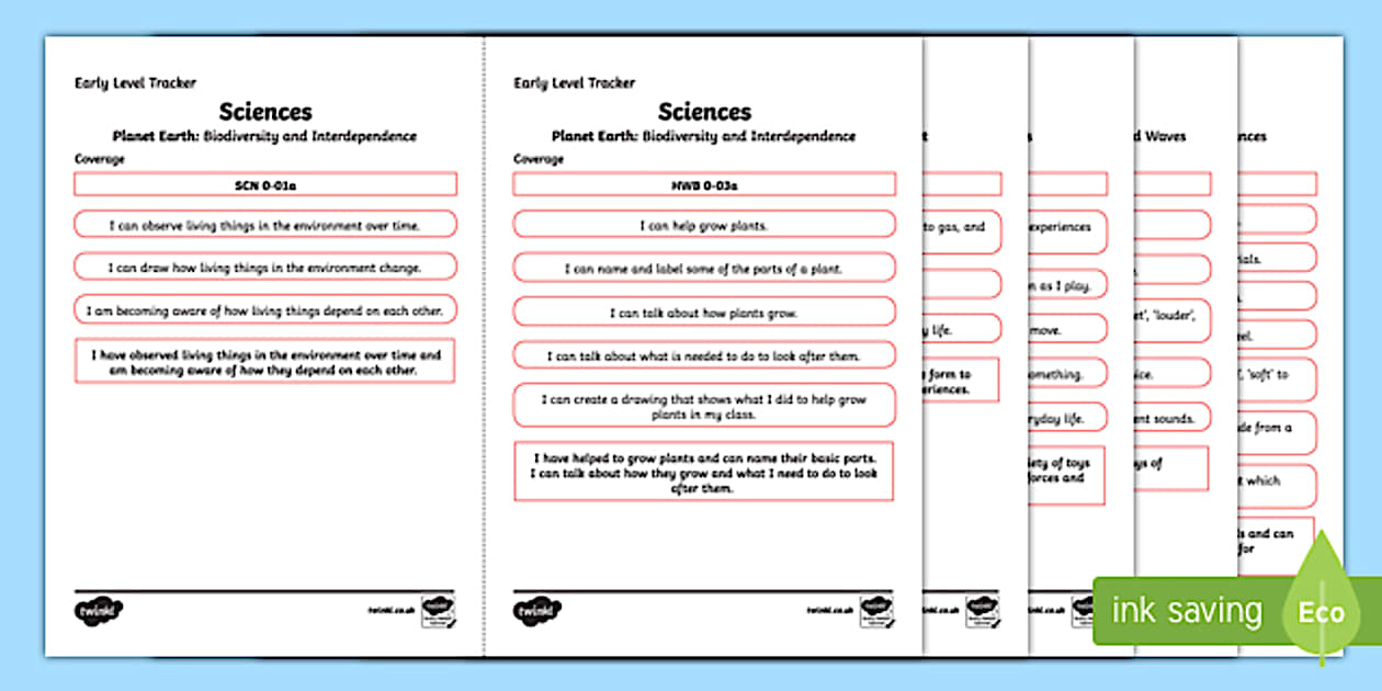 CfE Sciences Early Level Child Friendly Tracking-Scottish