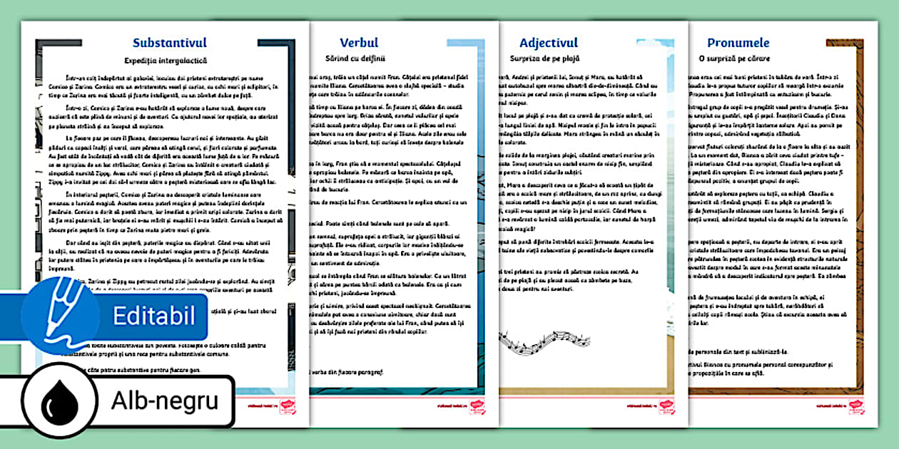 Părți de vorbire – Pachet cu fișe de exersare - Twinkl