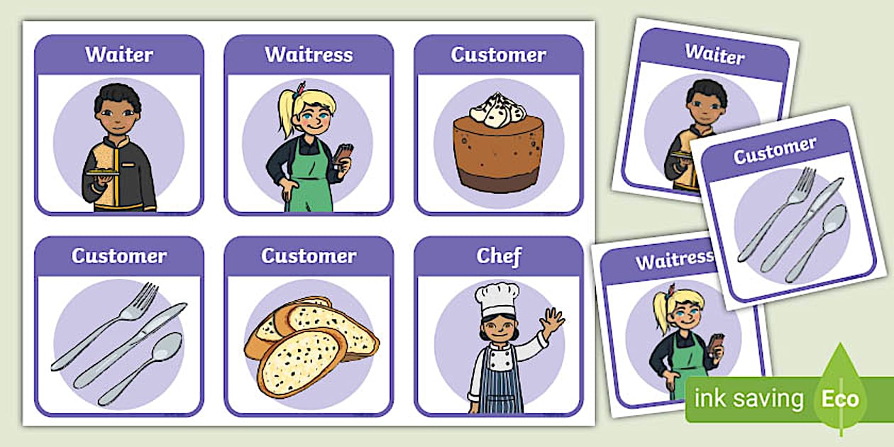 Restaurant Role Play Badges (teacher made) - Twinkl