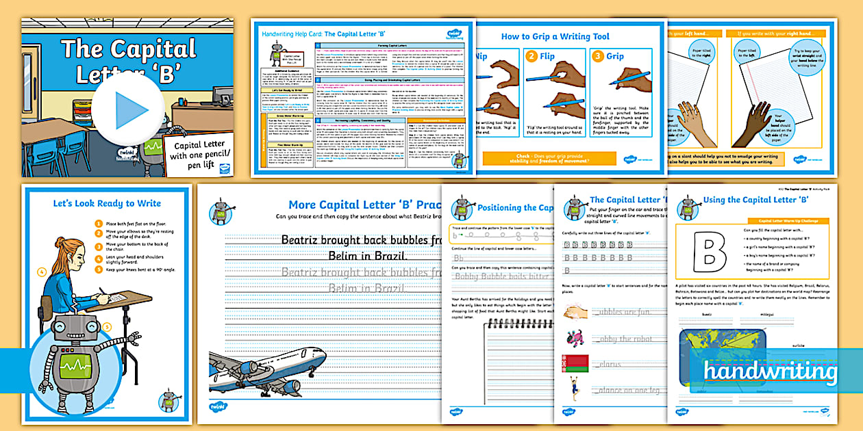 Cursive Twinkl Handwriting: The Capital Letter 'B' KS2 Activity Pack