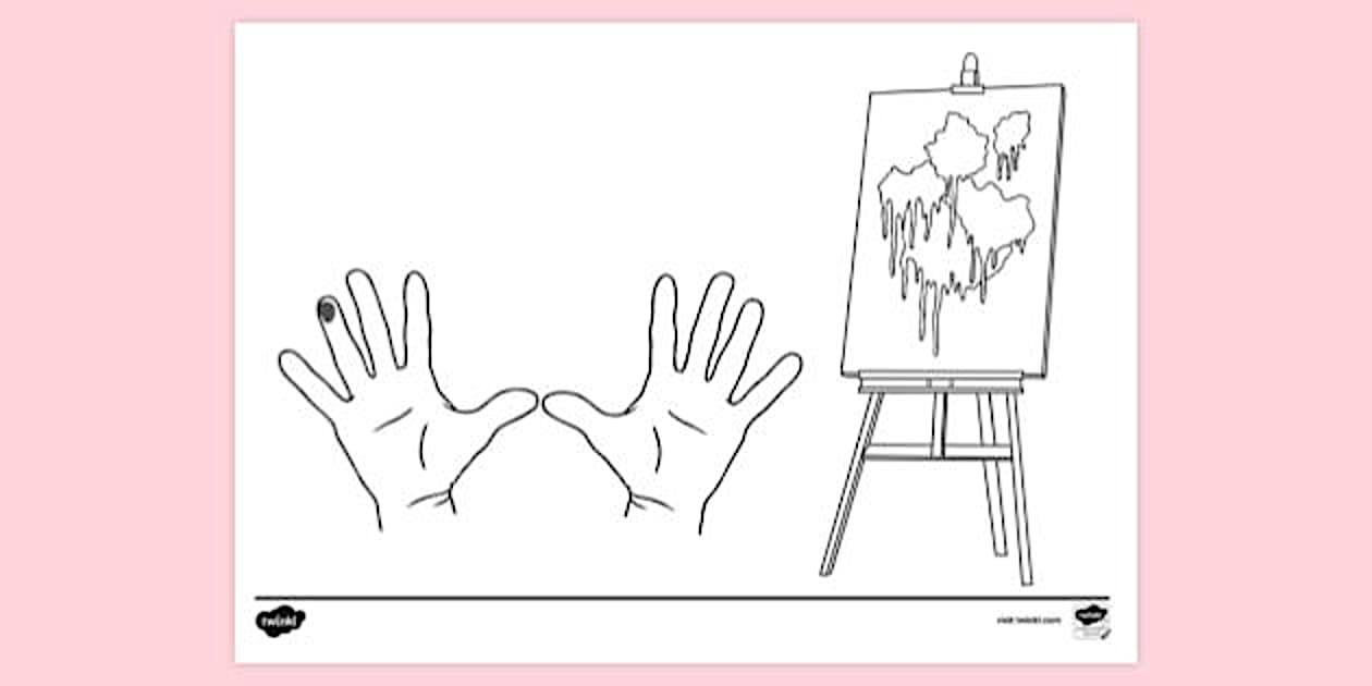 Hands with Finger Paint Colouring Sheet | Colouring Sheet