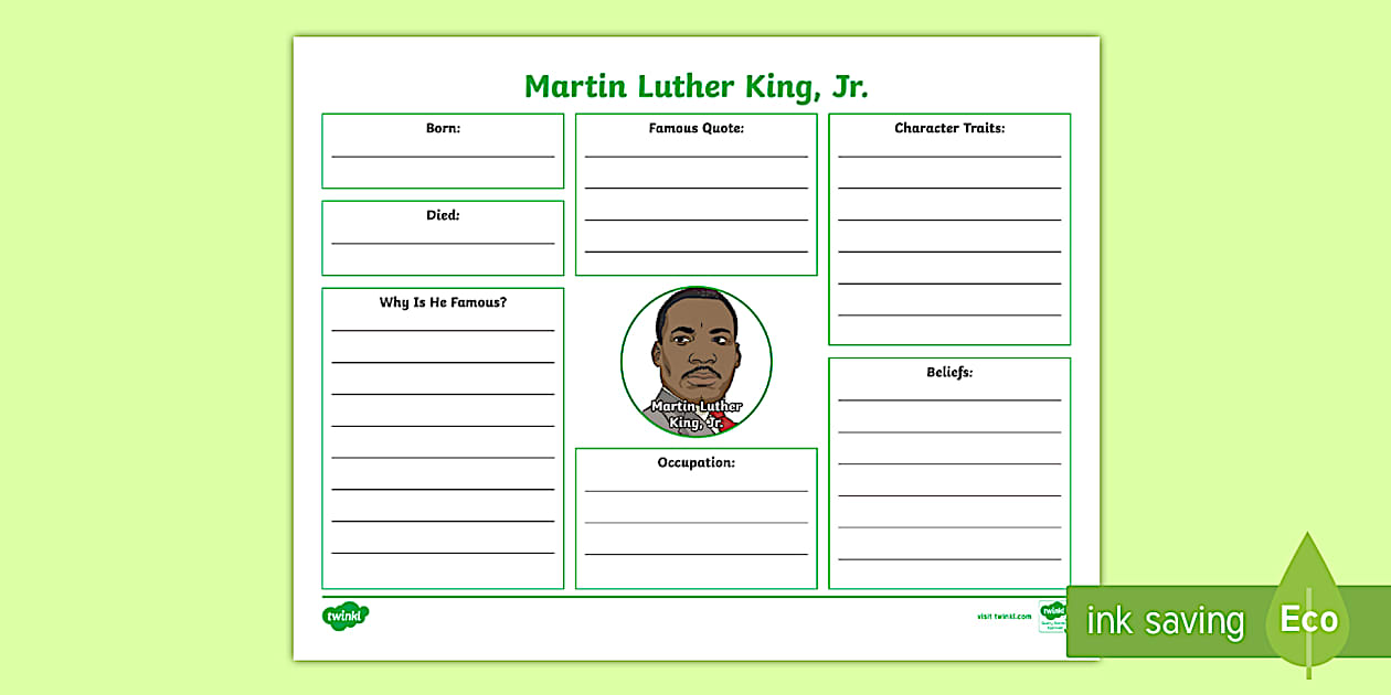 Martin Luther King Jr. Biography Web Worksheet | PDF | Twinkl