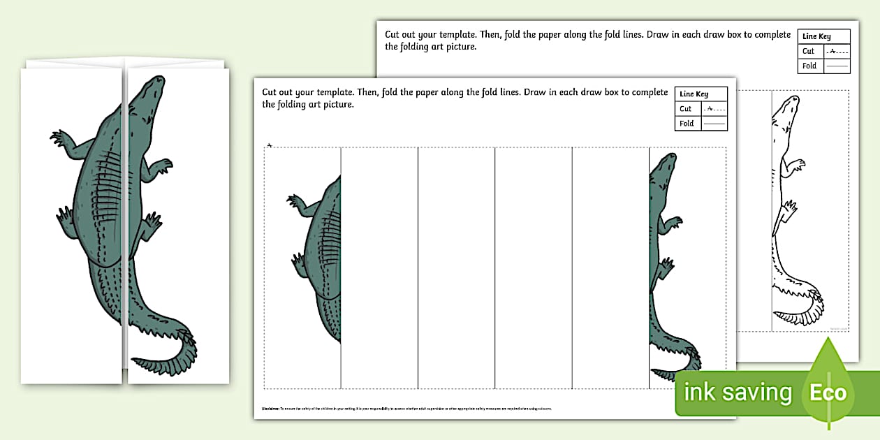 Crocodile Folding Art Template (teacher made) - Twinkl