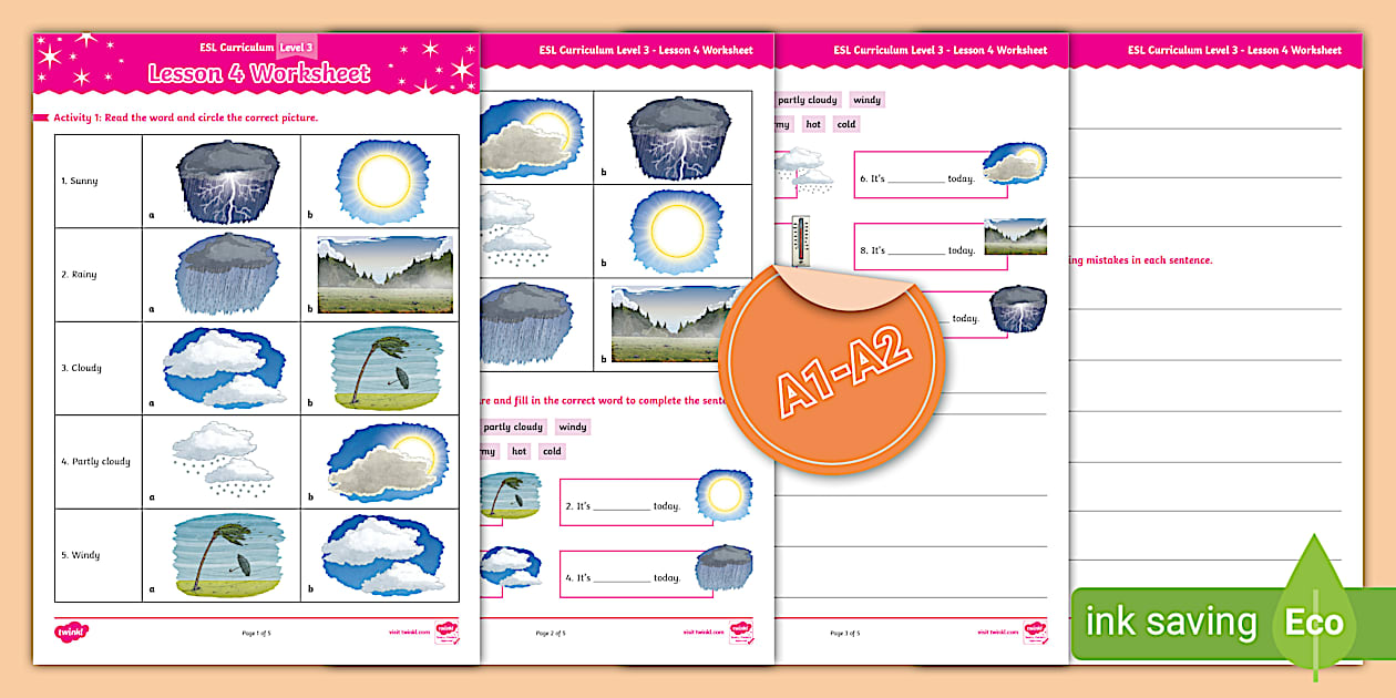 ESL Curriculum Level 3, Lesson 4 Worksheet (Lehrer gemacht)