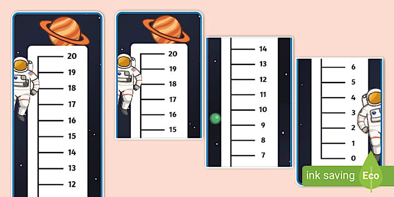 👉 Space-Themed 0-20 Vertical Number Line Display Banner