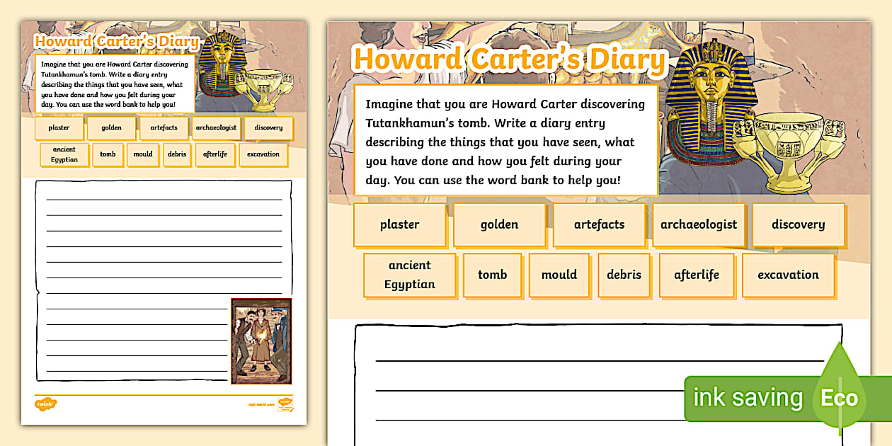 Howard Carter's Diary Writing Template (teacher made)