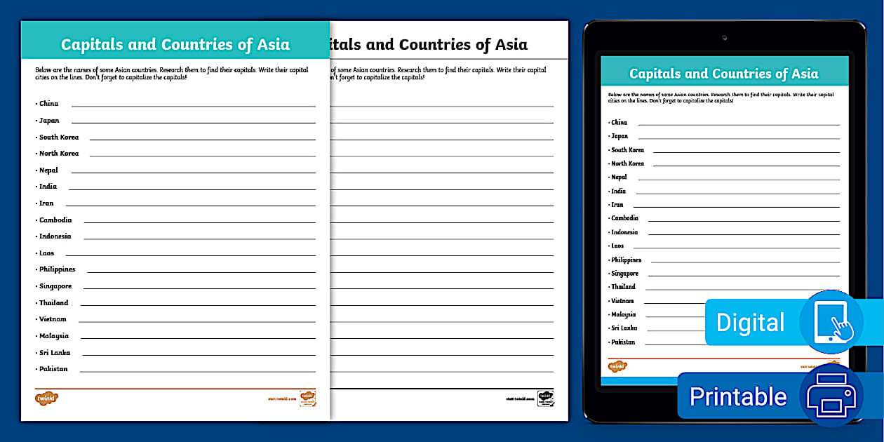 Asia Countries and Capitals Quiz | Resource | Twinkl USA