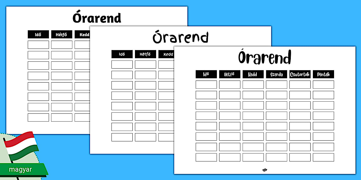 Letölthető Órarendek - Nyomtatható Sablonok - Twinkl