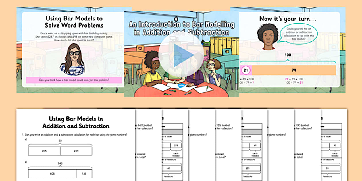 Bar Modelling Addition and Subtraction Pack Year 3 - Twinkl