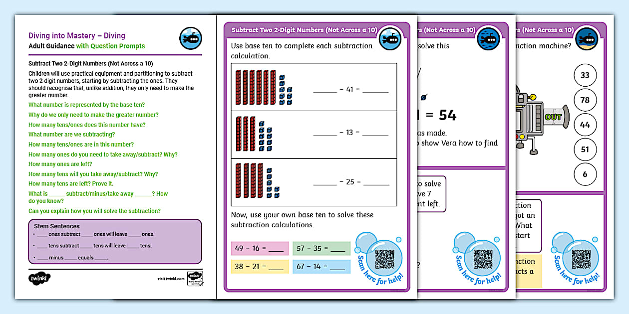 👉 Y2 Step 17 Subtract Two 2-Digit Numbers (Not across a 10)