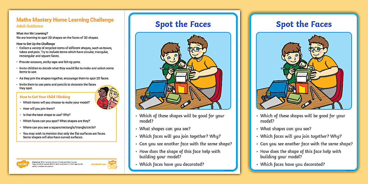 👉 Maths Building with 2D Shapes Home Learning Spot the Faces
