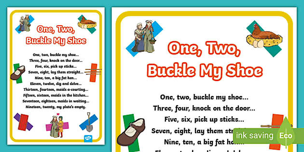 Editable One Two Buckle My Shoe Nursery Rhyme Poster