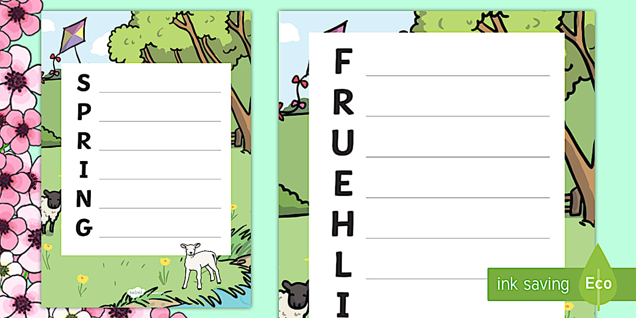Springtime Acrostic Poem English/German (teacher made)