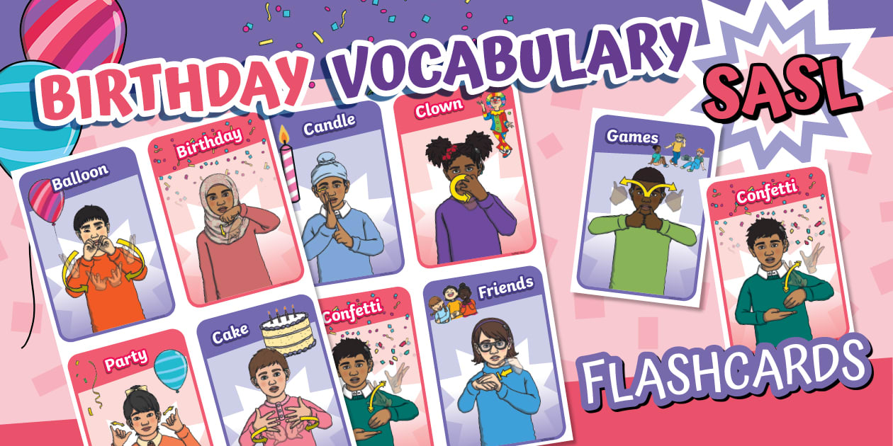 FP - SASL - Birthday Vocabulary - Flashcards (CAPS Aligned)