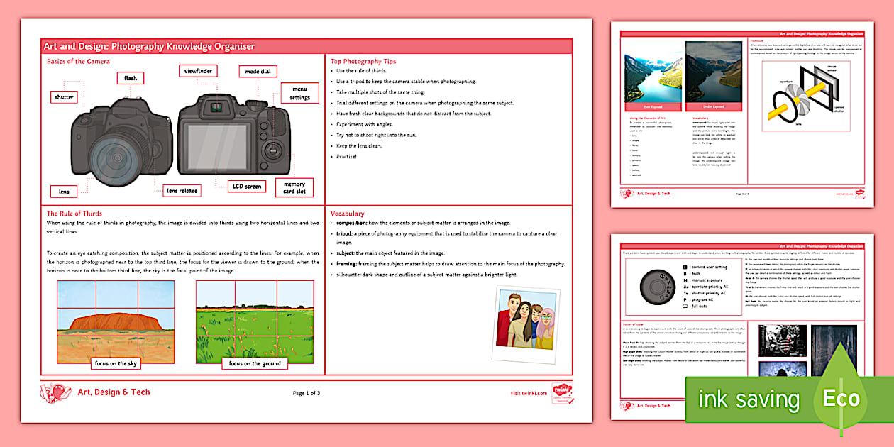Basics of Photography Knowledge Organiser (teacher made)