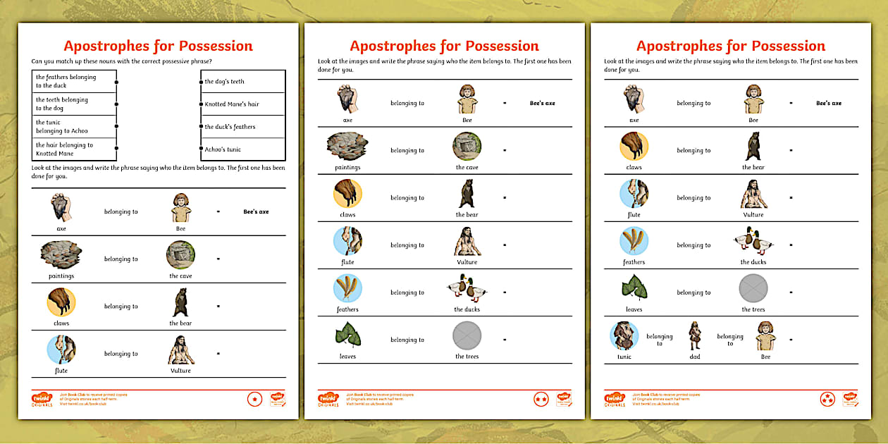 How to Skin a Bear Apostrophes for Possession Worksheet