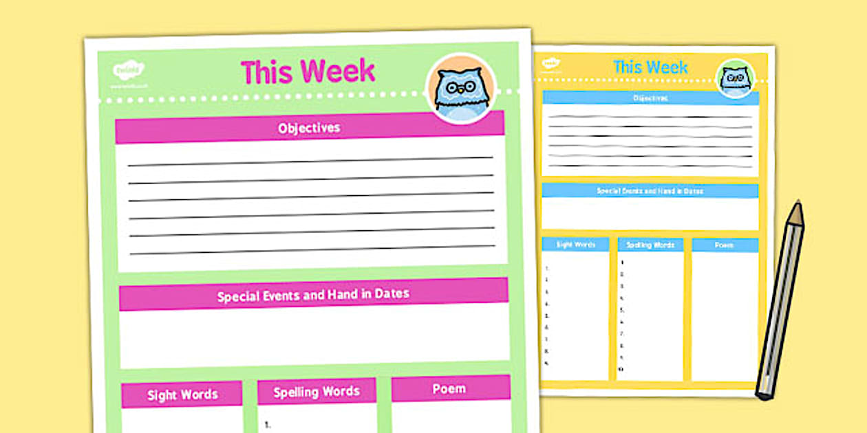 Editable Home Education Week At a Glance Template - Twinkl