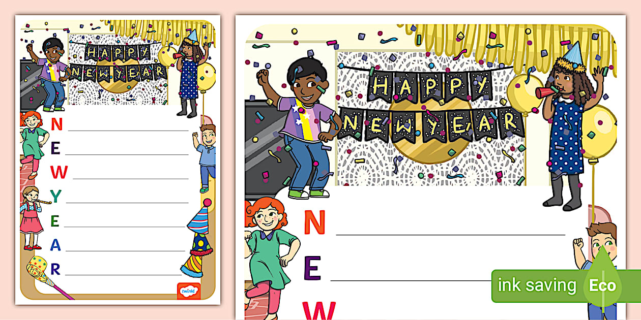 New Year Acrostic Poem Template (teacher made) - Twinkl