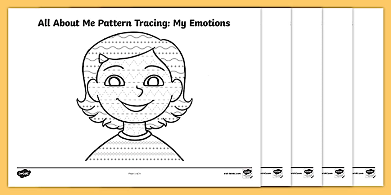 All About Me Pattern Tracing Activity: My Emotions - Twinkl
