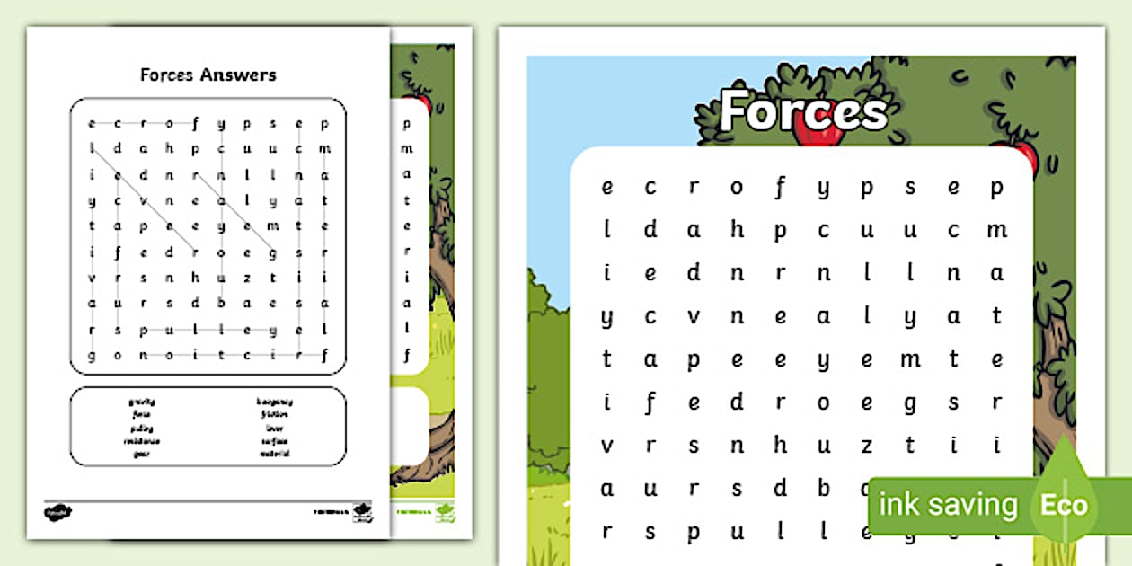 Forces Word Search - Primary Resources (teacher made)
